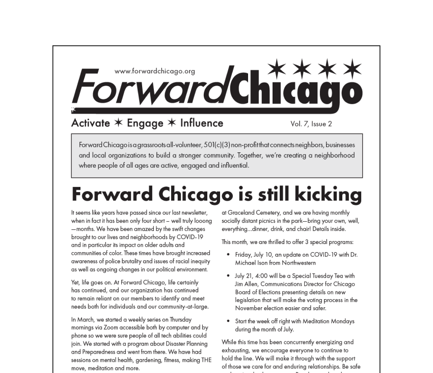 Forward Chicago Summer / Fall 2020 Newsletter | Forward Chicago