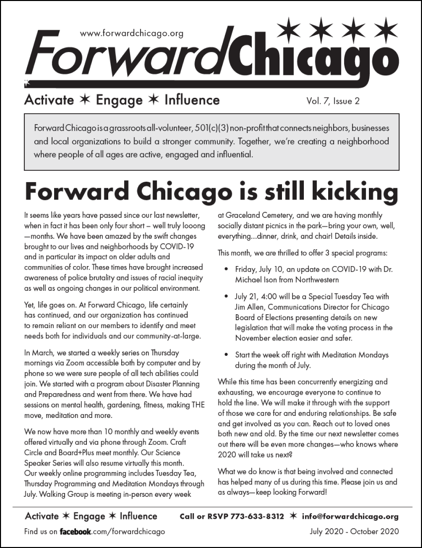 Forward Chicago Summer / Fall 2020 Newsletter | Forward Chicago